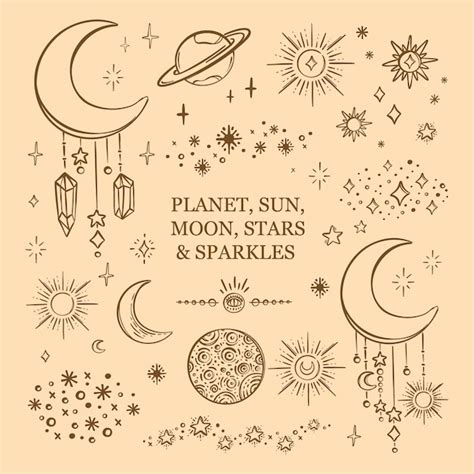 Planeta Sol Luna Astronómico Oculto Símbolo Astrológico Vector Vector