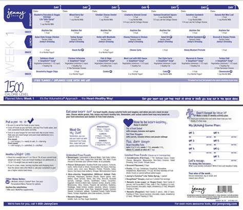 Jenny Craig 1500 Calorie Menu Week 1 Jenny Craig Menu Jenny Craig Diet Plan Jenny Craig Diet