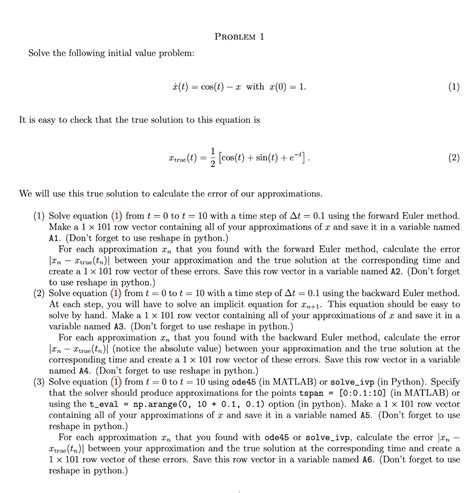 Solved Problem Solve The Following Initial Value Problem Chegg