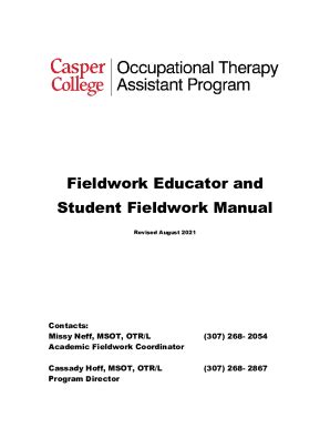 Fillable Online Fieldwork Educator And Babe Fieldwork ManualCasper Fax Email Print