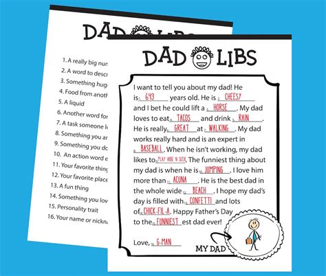 Printable All About My Dad Fill In The Blank T Fathers Day Craft