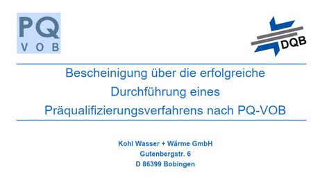 Durchführung Eines Präqualifizierungsverfahren Nach Pq Vob