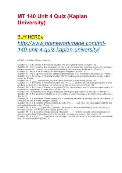 Mt 140 Unit 4 Quiz Kaplan University