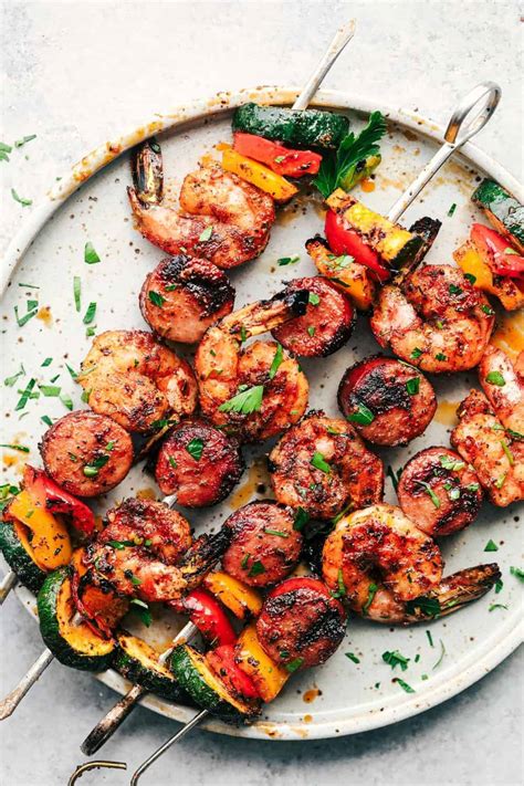 Cajun Shrimp And Sausage Veggie Skewers Getslimthin