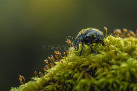 Biotic Beetle Moss Nature Insect Generate Ai Stock Photo Image Of