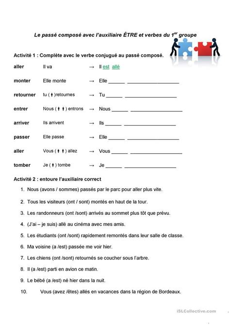 Passé Composé Avec Auxiliaire Être Uniquement Free French Lessons
