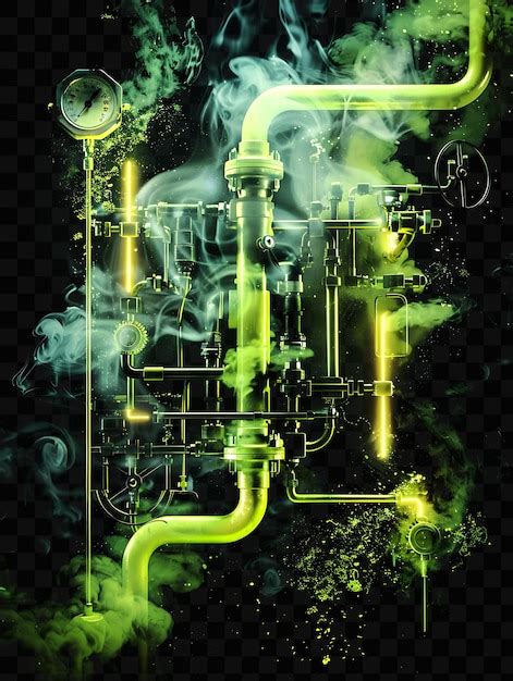 Premium Psd Steam Explosion With Pipes Valves And Pressure Gauges Neon G Effect Fx Film