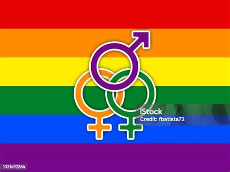 Pasangan Gay Dengan Bendera Pelangi Beraneka Warna Cinta Simbol