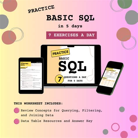 Practice Basic Sql Worksheet With 7 Exercises A Day For 5 Days Practice Basic Sql Worksheet With 7 Exercises A Day For 5 Days
