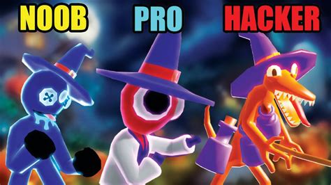 Noob Vs Pro Vs Hacker In Halloween Merge Rainbow Friends Youtube