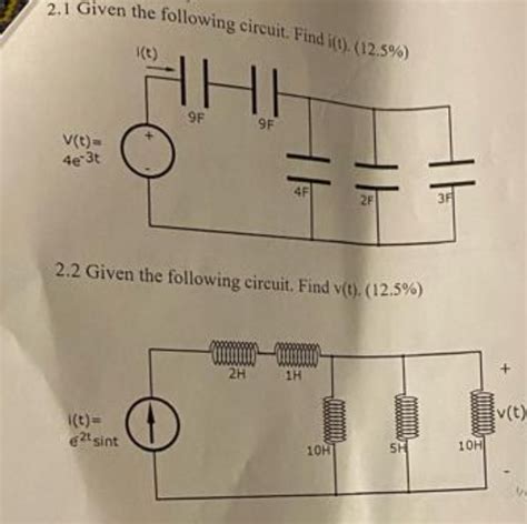 solved 2 1 ﻿given the following circuit find