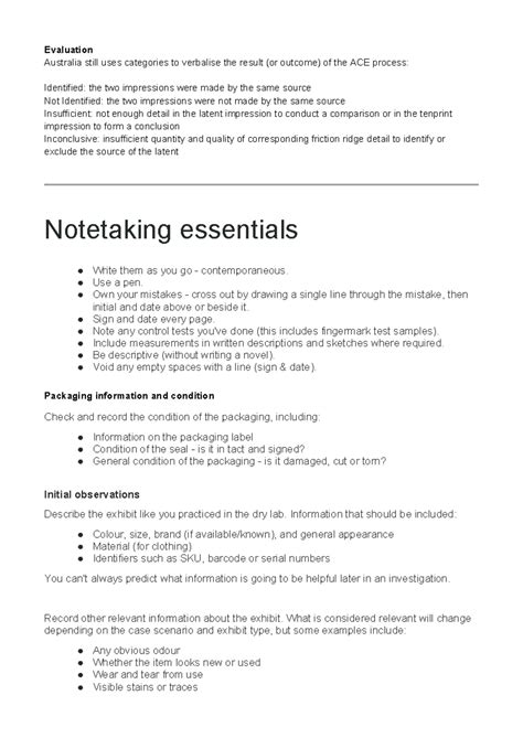 Ace Notes Criminalistics Evaluation Australia Still Uses Categories