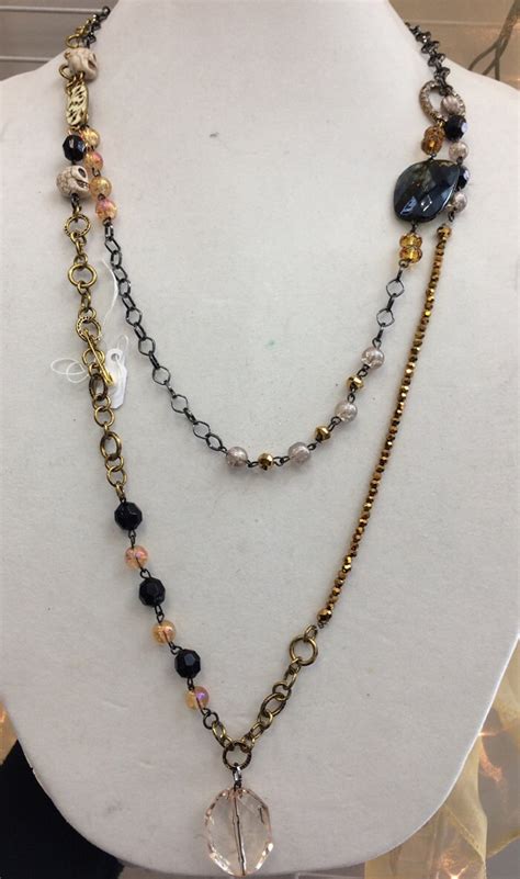 Gold And Black Necklace And Earring Set Etsy