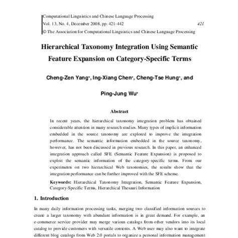 Hierarchical Taxonomy Integration Using Semantic Feature Expansion On Category Specific Terms
