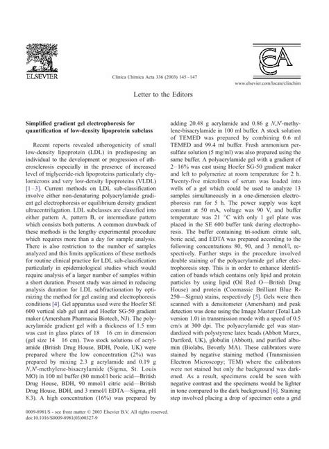 Pdf Simplified Gradient Gel Electrophoresis For Quantification Of Low