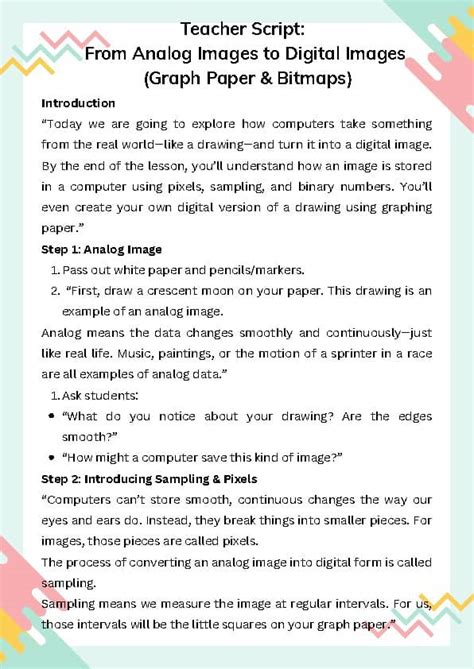 Analog To Digital Images Lesson Pixels Sampling And Binary By Franco