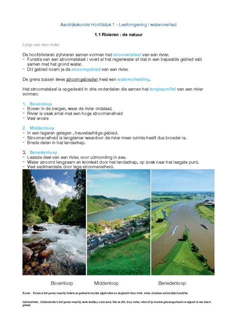 Ak Samenvatting Hoofdstuk 1 Rivieren Natuur En Menselijke Invloed