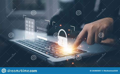 Hand Using Laptop With Scan The Protection System Cyber Security Login