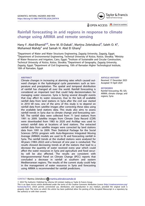 Pdf Rainfall Forecasting In Arid Regions In Response To Climate