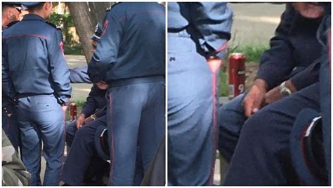 Ֆրանսիայի հրապարակի հարակից՝ Սարյանի այգում մի խումբ ոստիկաններ օգտագործում են ոգելից խմիչքներ