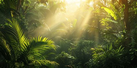 Green Nature Background Tropical Landcape With Exotic Trees Rainforest