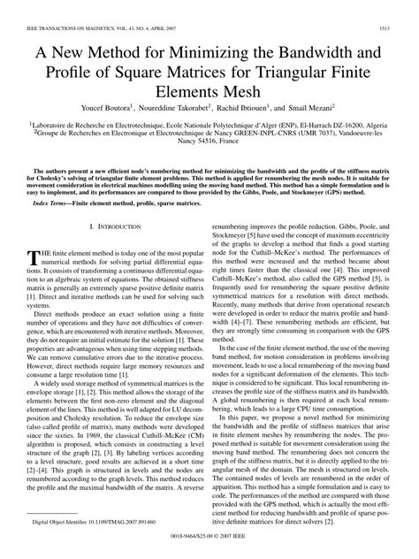 Pdf A New Method For Minimizing The Bandwidth And Profile Of Square