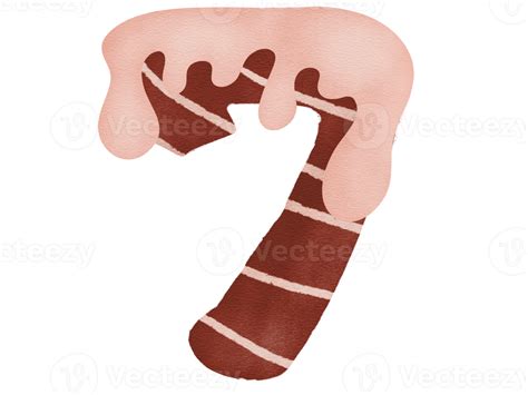 Chocolate Number In Watercolor PNG