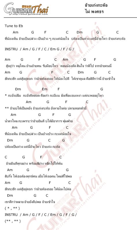 คอร์ด อ้ายเก่งกะด้อ ไผ่ พงศธร คอร์ดเพลง กีตาร์
