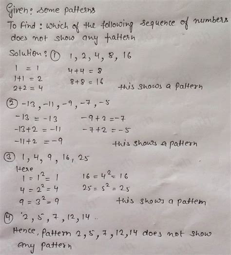 Solved Which Of The Following Sequence Of Numbers Does Not Show Any Pattern