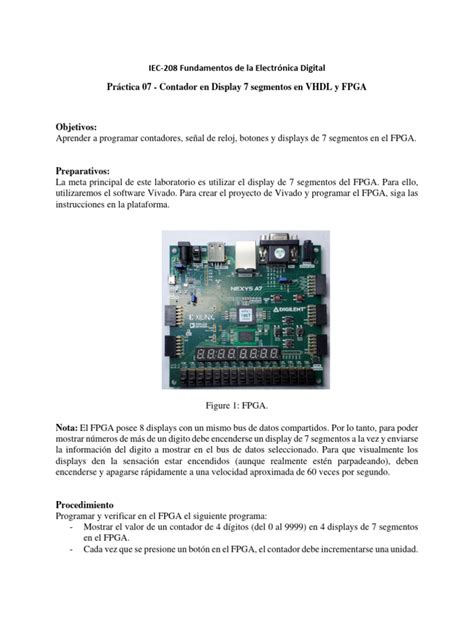 Practica 07 Contador En Display 7 Segmentos En Vhdl Fpga Pdf