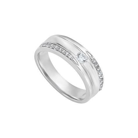Nhẫn Cưới Vàng Trắng 10k đính đá Ecz Pnj Chung Đôi Xmxmw000150