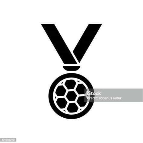 메달 아이콘 벡터입니다 축구 챔피언 상징 우승자 스포츠에 적합합니다 단색 아이콘 스타일 편집 가능한 간단한 디자인 디자인 간단한 그림 가득 찬에 대한 스톡 벡터 아트 및