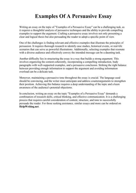 Good Persuasive Essay Example Pdf