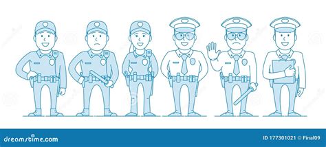 Set Of Police Characters Stock Vector Illustration Of Professional