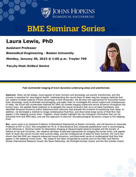 Bme Seminar Laura Lewis Johns Hopkins Biomedical Engineering