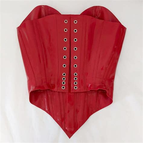 Lola Plunge Overbust Latex Corset Heart Latex Corset Plunge Latex
