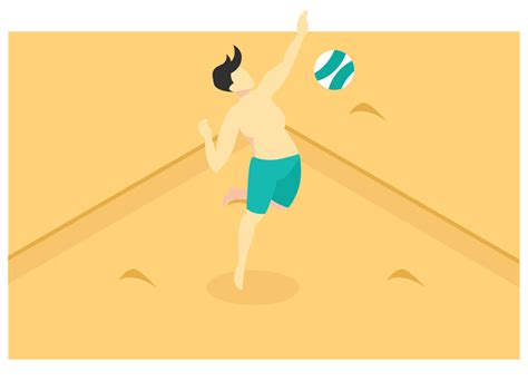 3d Isometric Playing Beach Volleyball On Brown Beach Sand Vector