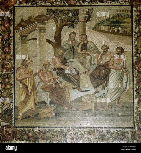 Römische Mosaik Von Platon Und Seine Schule Der Philosophen Pompeji Italien Artist Unbekannt