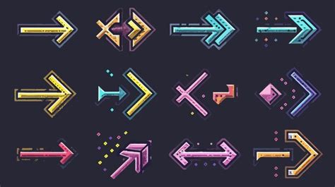 Bit Pixel Arrows Vector Icons Collection Premium AI Generated Vector