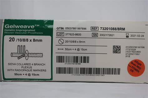 New Vascutek 73201088 8rm Gelweave Gelatin Impregnated Woven Vascular
