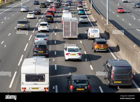Traffic On The M25 Motorway Near To Heathrow Airport Hi Res Stock