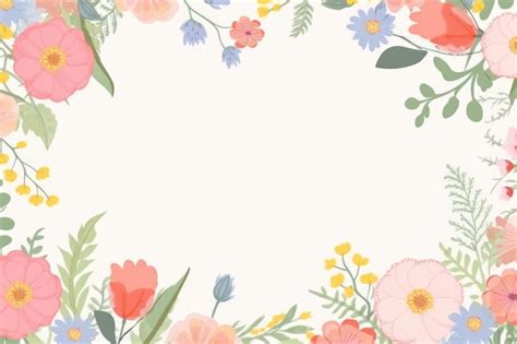 흰색 배경에 꽃이 있는 꽃 테두리 프리미엄 사진