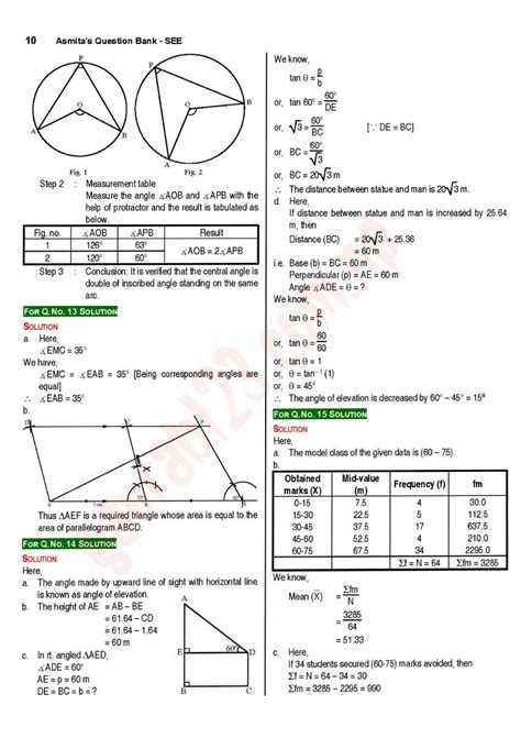 Class 10 Cmaths Set 1 5 Complete Solutions Asmita Publication