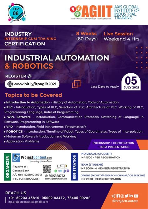 Industrial Automation And Robotics Internship Cum Training By Axis