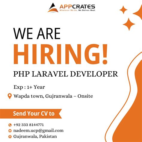 𝙅𝙤𝙗 𝙊𝙥𝙚𝙣𝙞𝙣𝙜 Php Laravel Developer 𝙇𝙤𝙘𝙖𝙩𝙞𝙤𝙣 Wapda Town Gujranwala