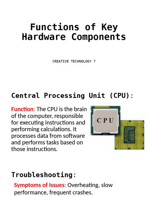 Functions Of Key Hardware Components Pdf