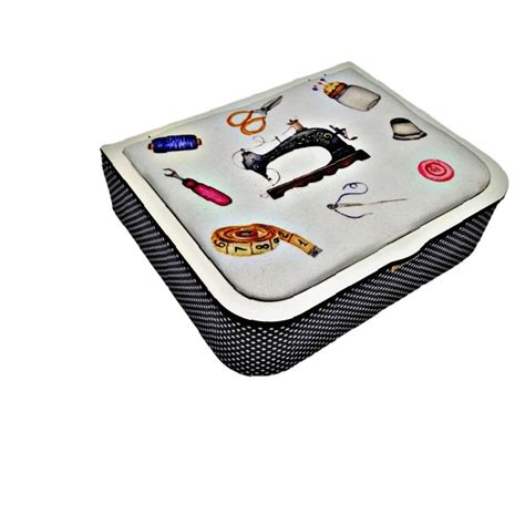 Wooden And Fabric Sewing Box With Different Sections For Your Tools