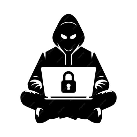 Hacker Vector Computer Hacker With Laptop Icon Silhouette Illustration Premium Ai Generated Vector