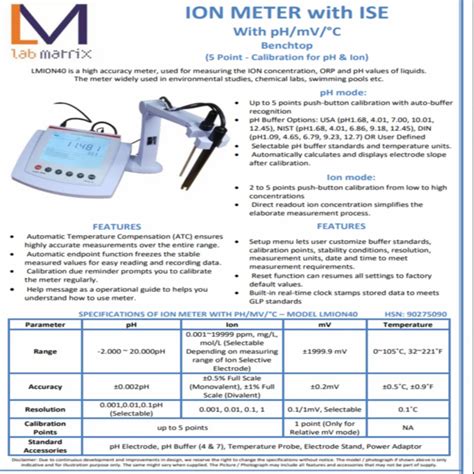 Ion Ph Meter Including One Ion Selective Electrode For Laboratory