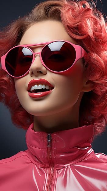 Premium Photo Woman Wearing Stylish Glasses And Trendy Pink Clothes